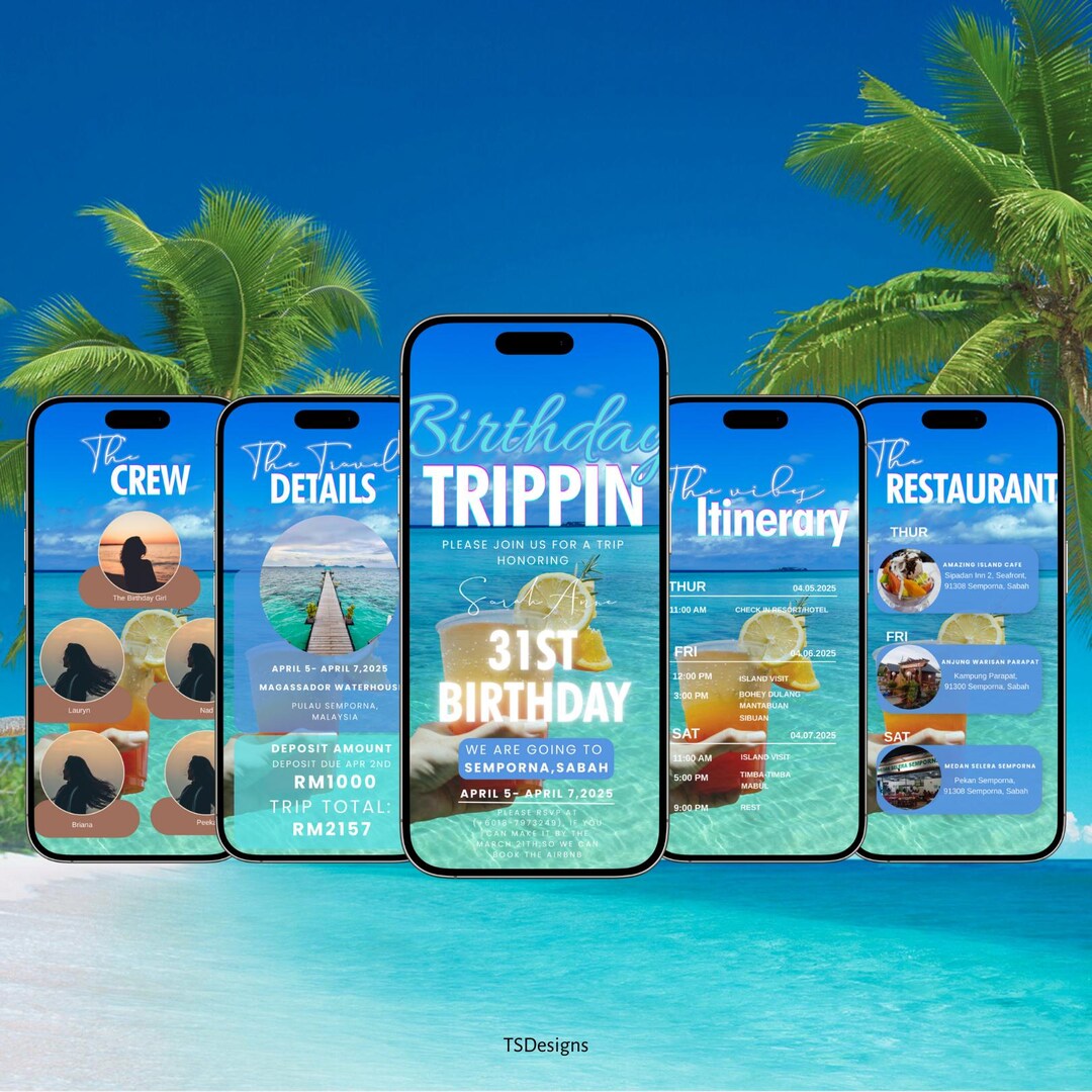 Digital Itinerary | Animated Digital Itinerary | Girl's Trip Itinerary ...