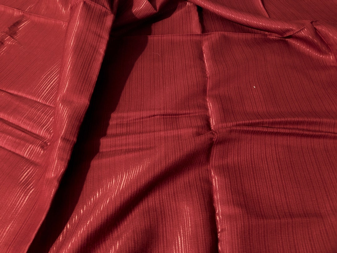 Vintage Dark Red Textured Silk Fabric - Etsy
