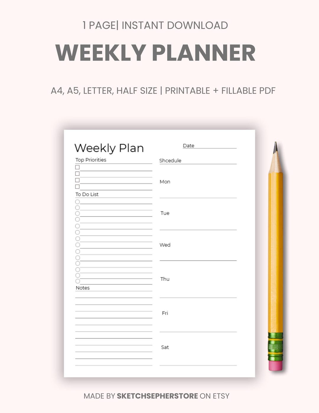 Weekly Time Management Planner, Digital Weekly Schedule Organizer ...