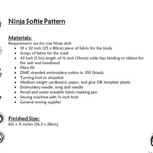 Ninja Doll Sewing Pattern PDF - DIY Soft Toy - Etsy