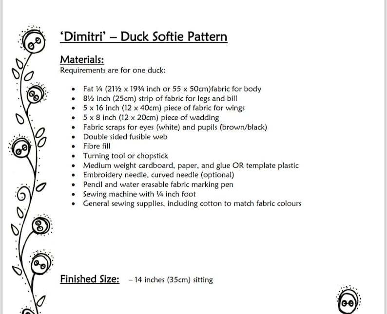 Duck Softie Sewing Pattern PDF - DIY Plush Toy - Etsy