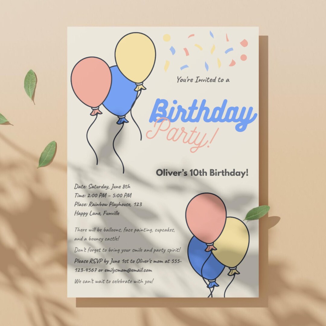Editable Kids Birthday Invitation | Instant Download | Celebrate in ...