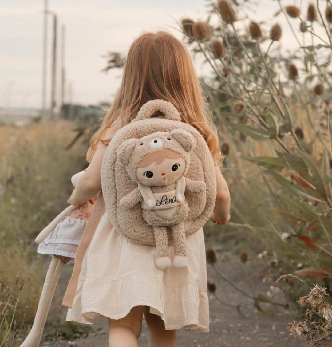 Metoo Backpack With Removable Beige Teddy Bear – 2-in-1 Plush Doll Bag ...