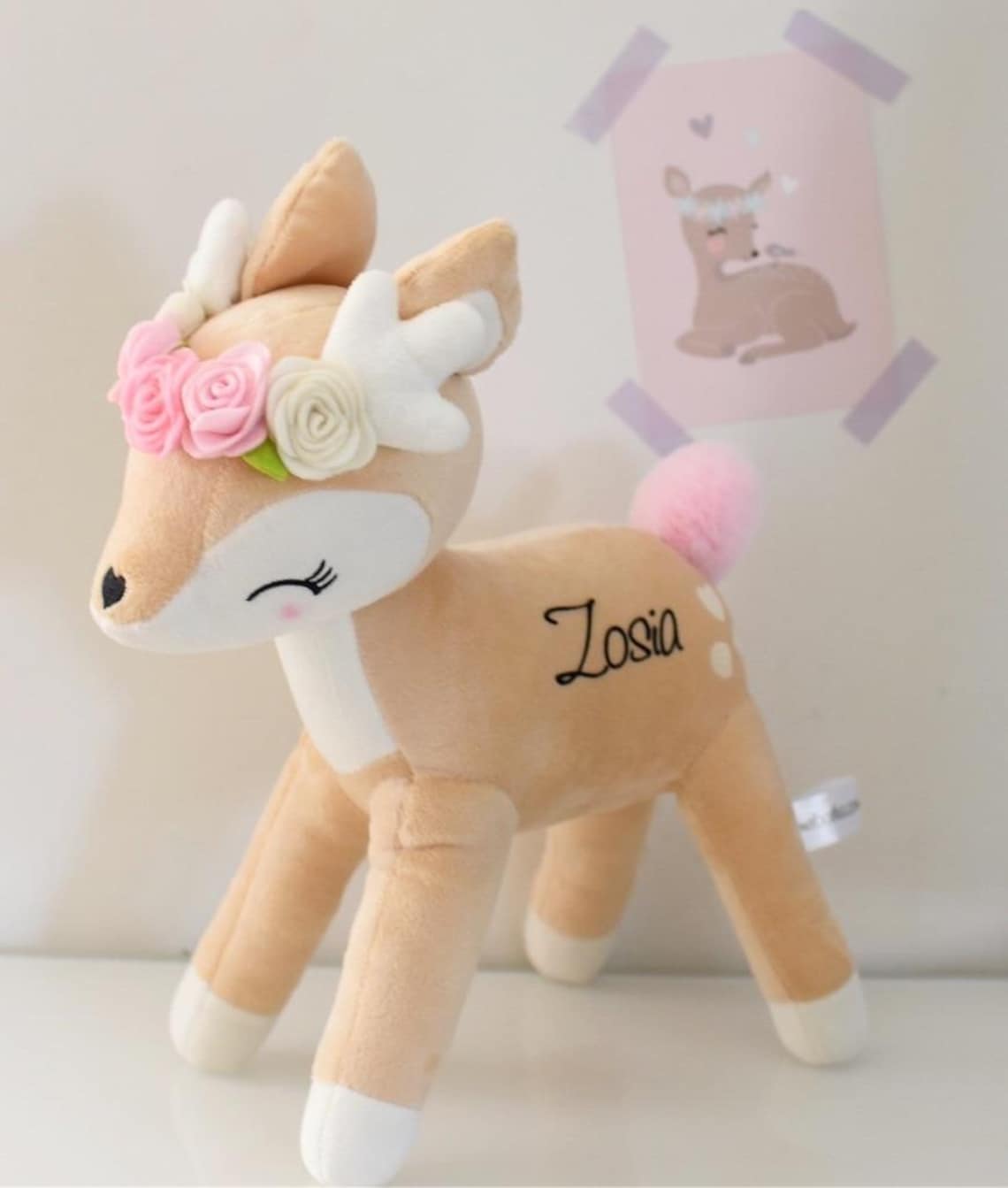 Melootka Floral Crown Fawn Plush – Soft, Snuggly Friend for Your Child ...