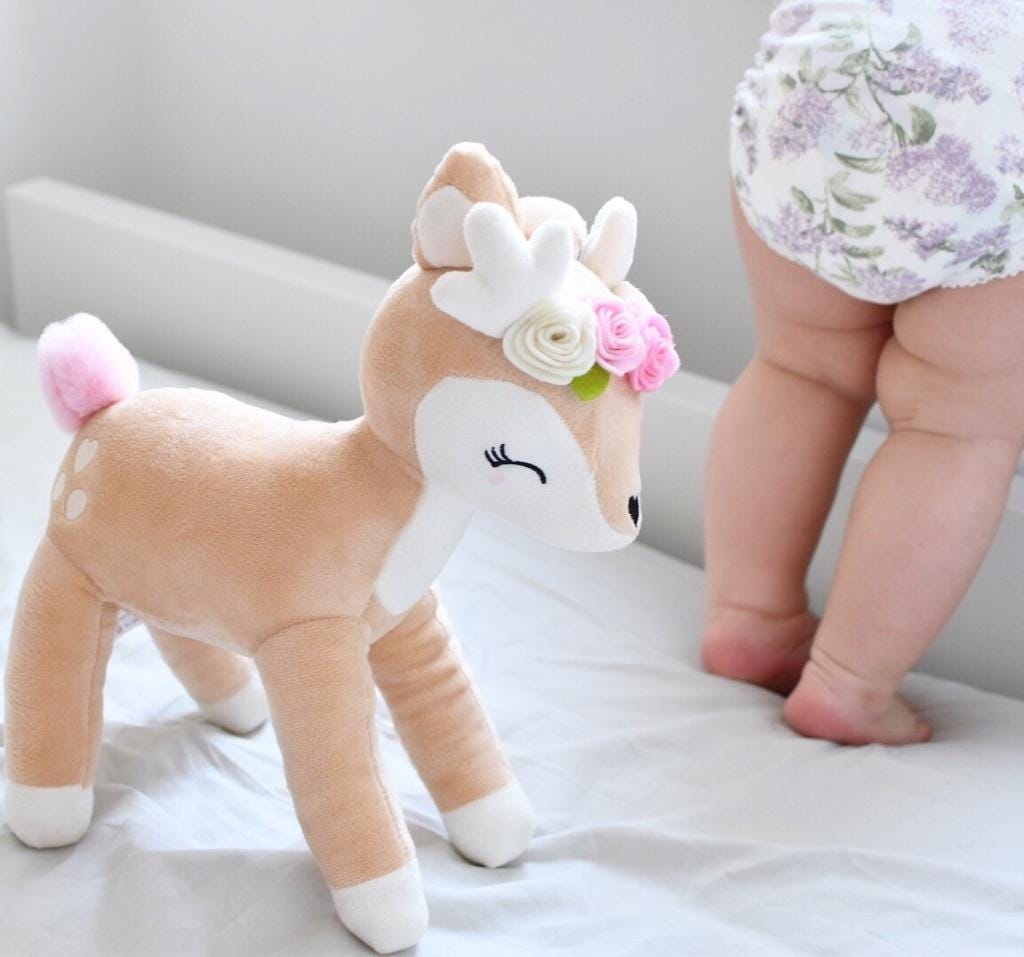 Melootka Floral Crown Fawn Plush – Soft, Snuggly Friend for Your Child ...