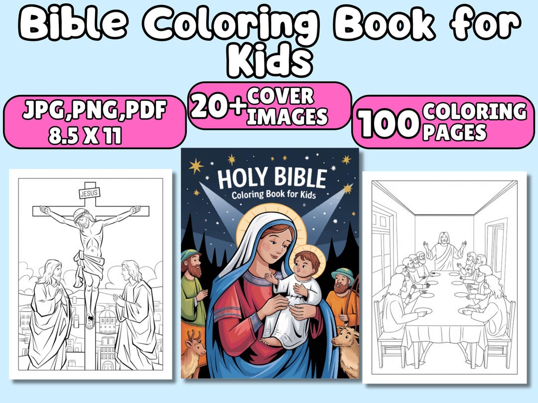 100 Bible Coloring Pages / Bible Coloring Book / Christian Coloring ...