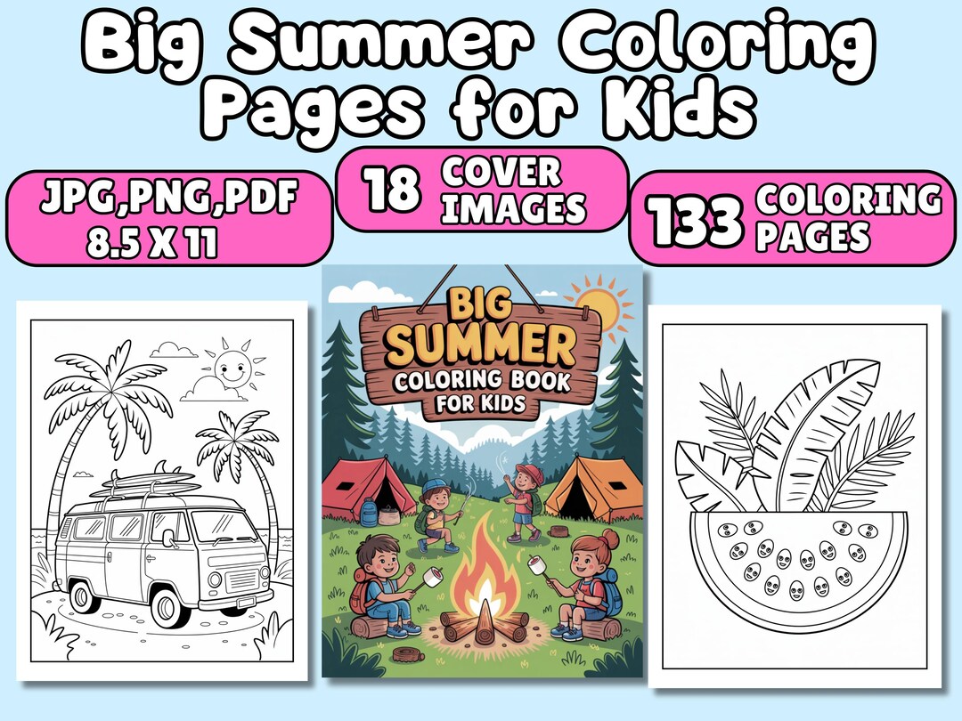 133 Cute Simple Summer Coloring Pages for Kids: High-resolution PDF ...