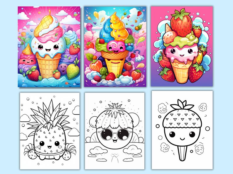 Best Seller 200 Cute Kawaii Summer Coloring Pages for Kids - Printable ...