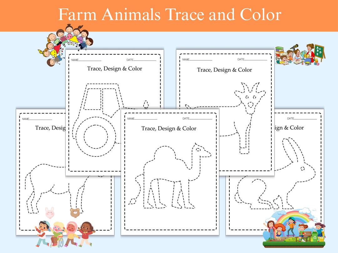 Farm animal tracing, farm animals coloring pages,farm worksheet,pre-k ...