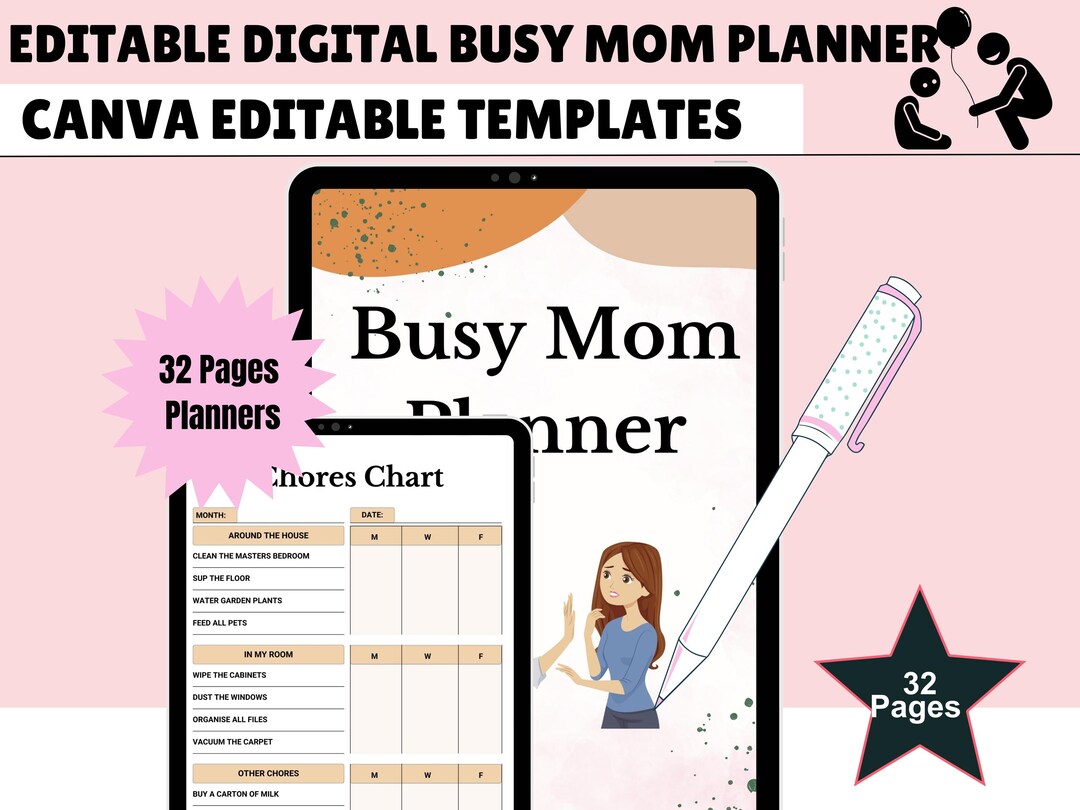 Busy Mom Planner Digital Template Stay at Home Mom Planner Life ...