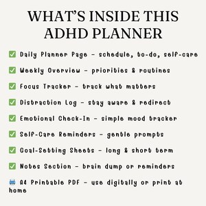 ADHD Planner Printable, Daily Focus Tracker, Mental Health Organizer ...