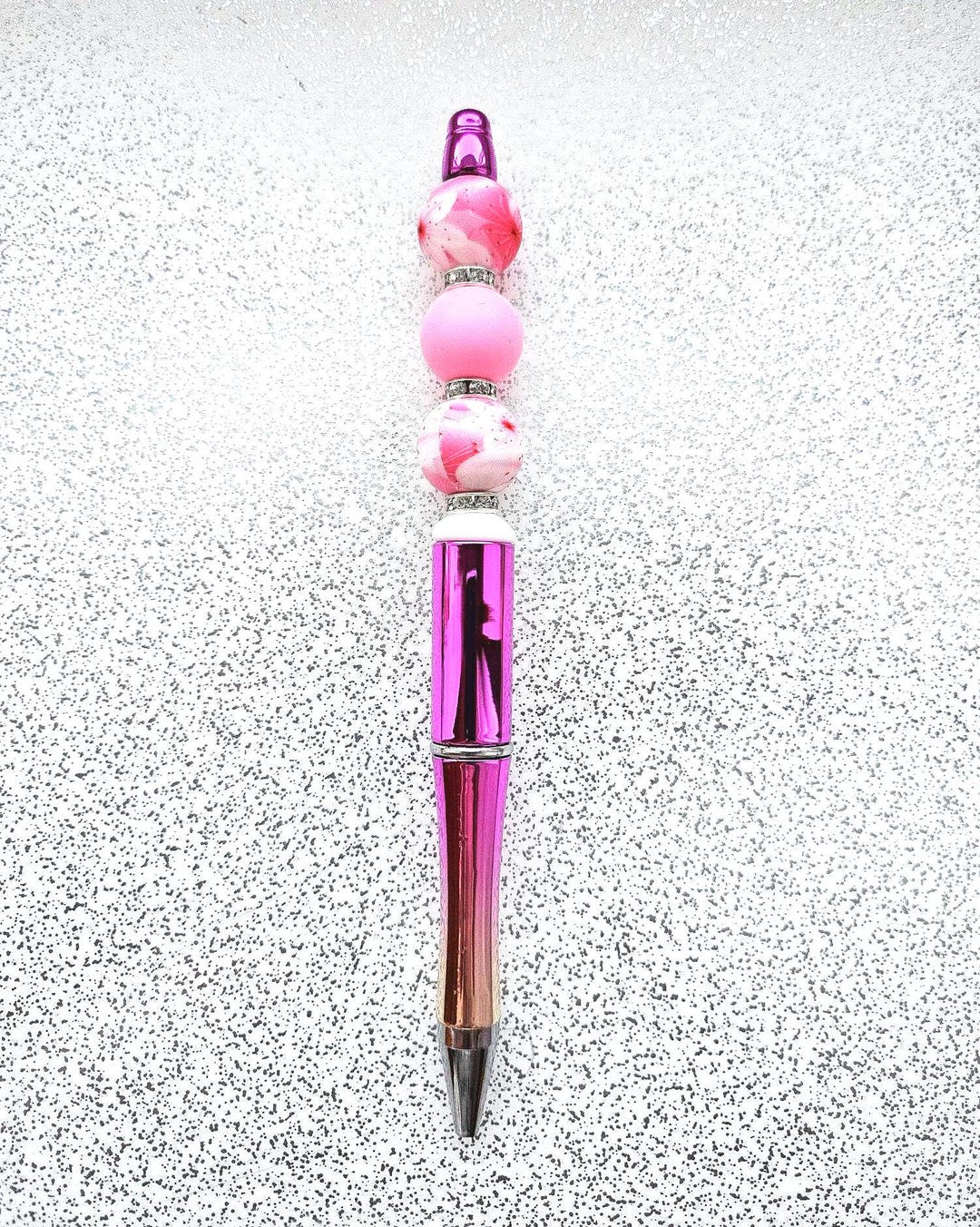 A Handmade Silicone Bead Pink Flower Theme Pen, Perfect Gift ...