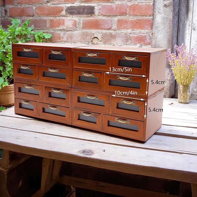 Industrial 16-drawer Wood & Metal Storage Cabinet – Desktop Organizer ...