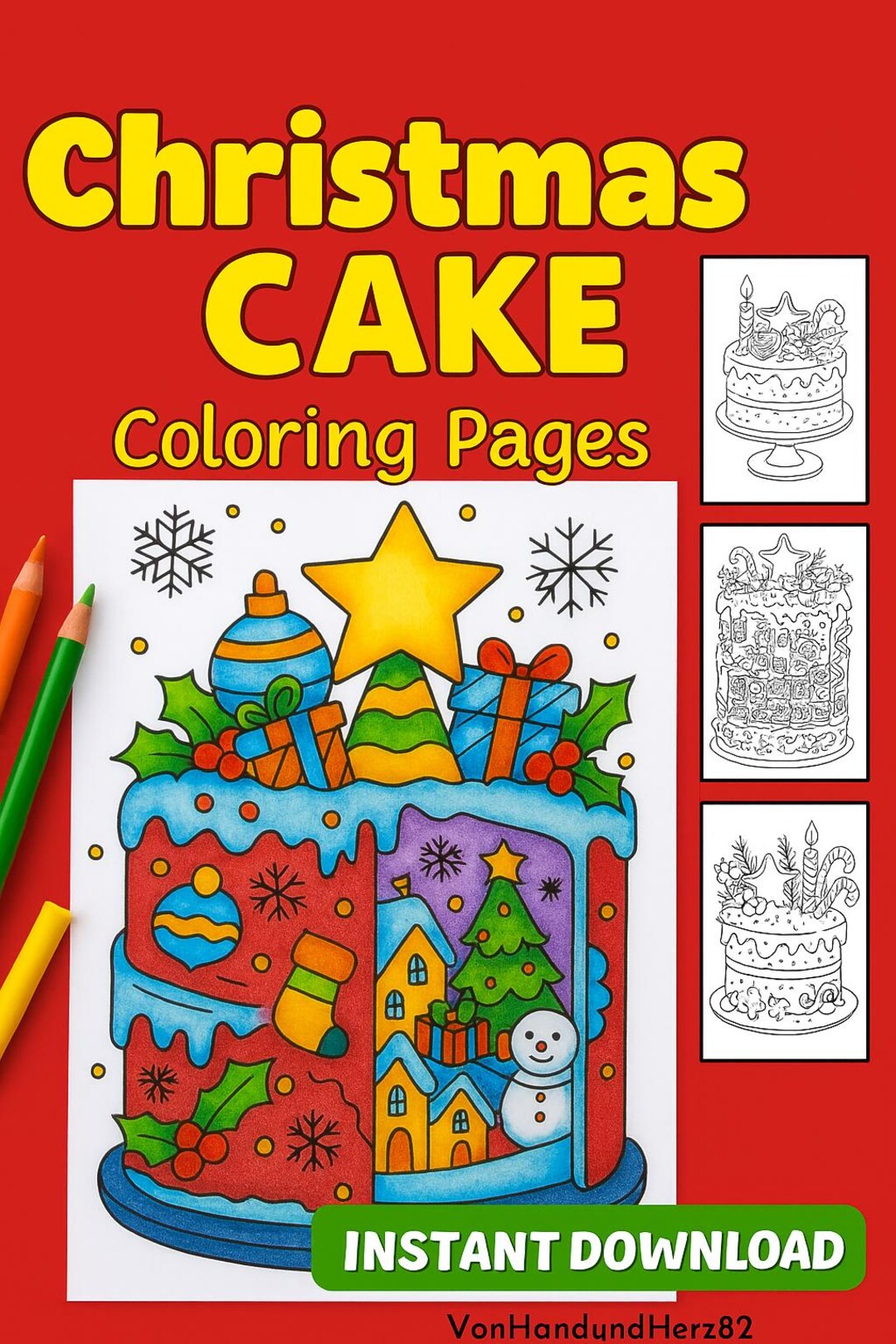 Christmas Cake Coloring Pages | 21 Printable Holiday Coloring Sheets ...