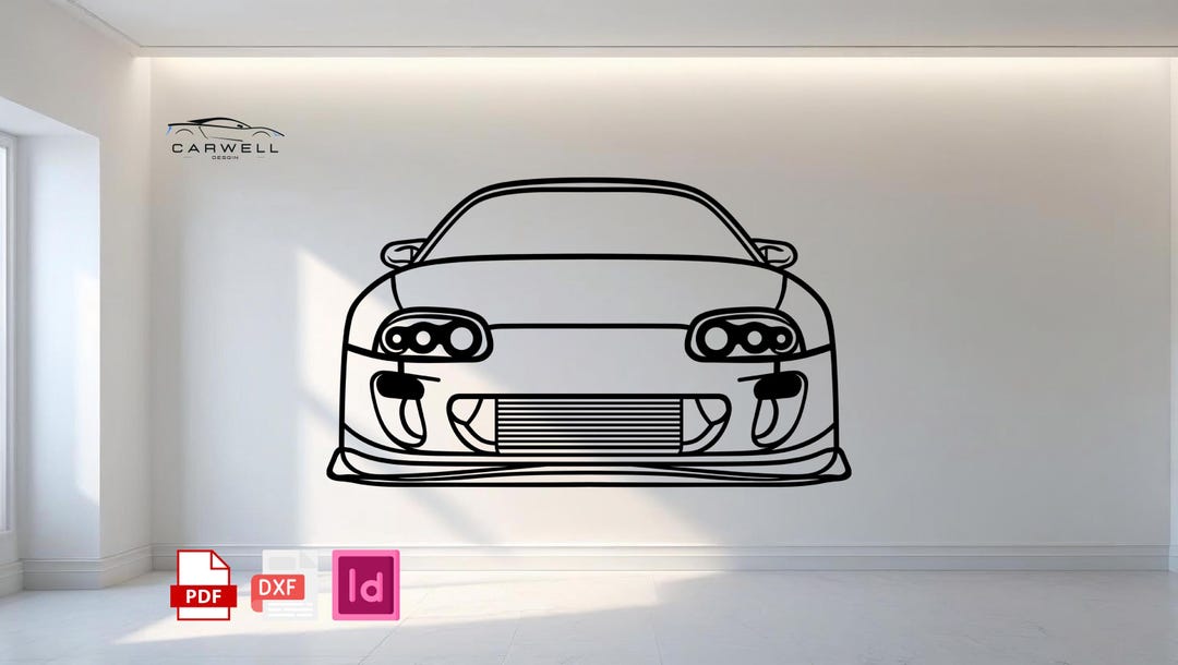 Toyota Supra Mk3 ,car Wall Art DXF & AI Files | Garage Decor Vector ...
