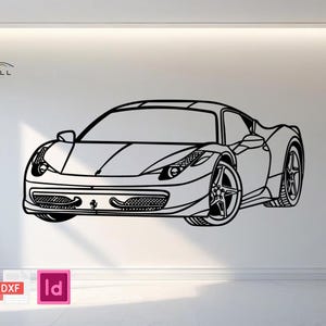 Ferrari 458 Car Wall Art DXF & AI Files | Garage Decor Vector | Laser ...