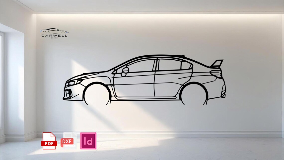 Subaru Wrx Sti 2018 ,car Wall Art DXF & AI Files | Garage Decor Vector ...