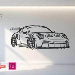 Porsche 911 992 GT3 , Car Wall Art DXF & AI Files | Garage Decor Vector ...
