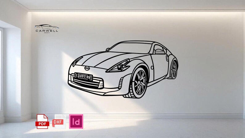 Nissan 350z Car Wall Art DXF & AI Files | Garage Decor Vector | Laser ...