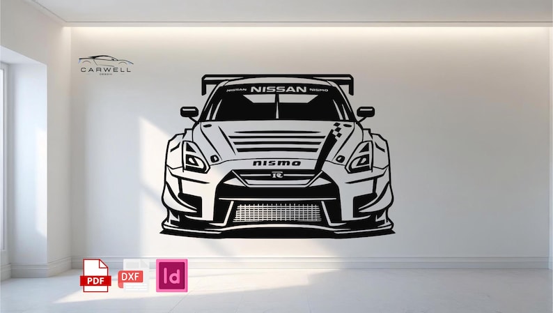 Nissan Gtr R35 Nismo Car Wall Art DXF & AI Files | Garage Decor Vector ...