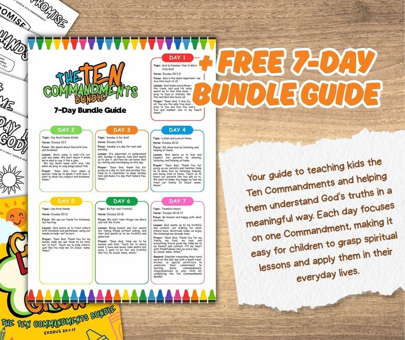 Ten Commandments Activity Bundle: Kids Bible Coloring Pages (PDF ...