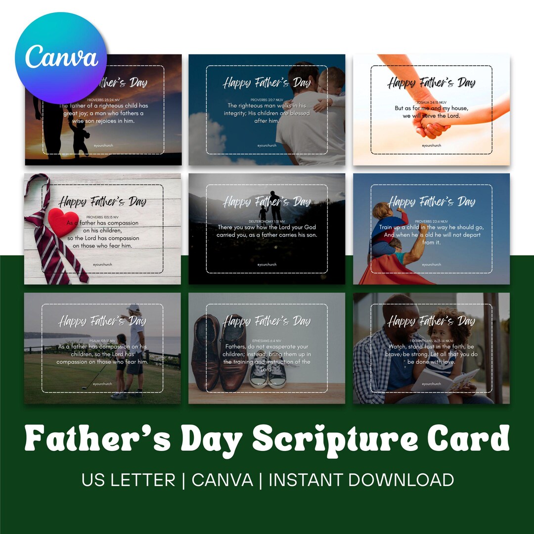 Fathers Day Scripture Cards | Printable Fathers Day Bible Verses | Gift ...