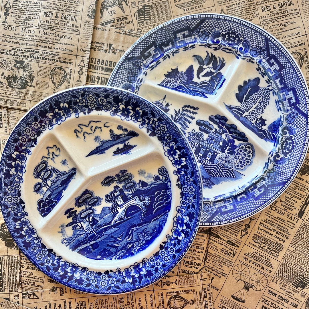 Vintage Blue Pattern China Plates - Etsy