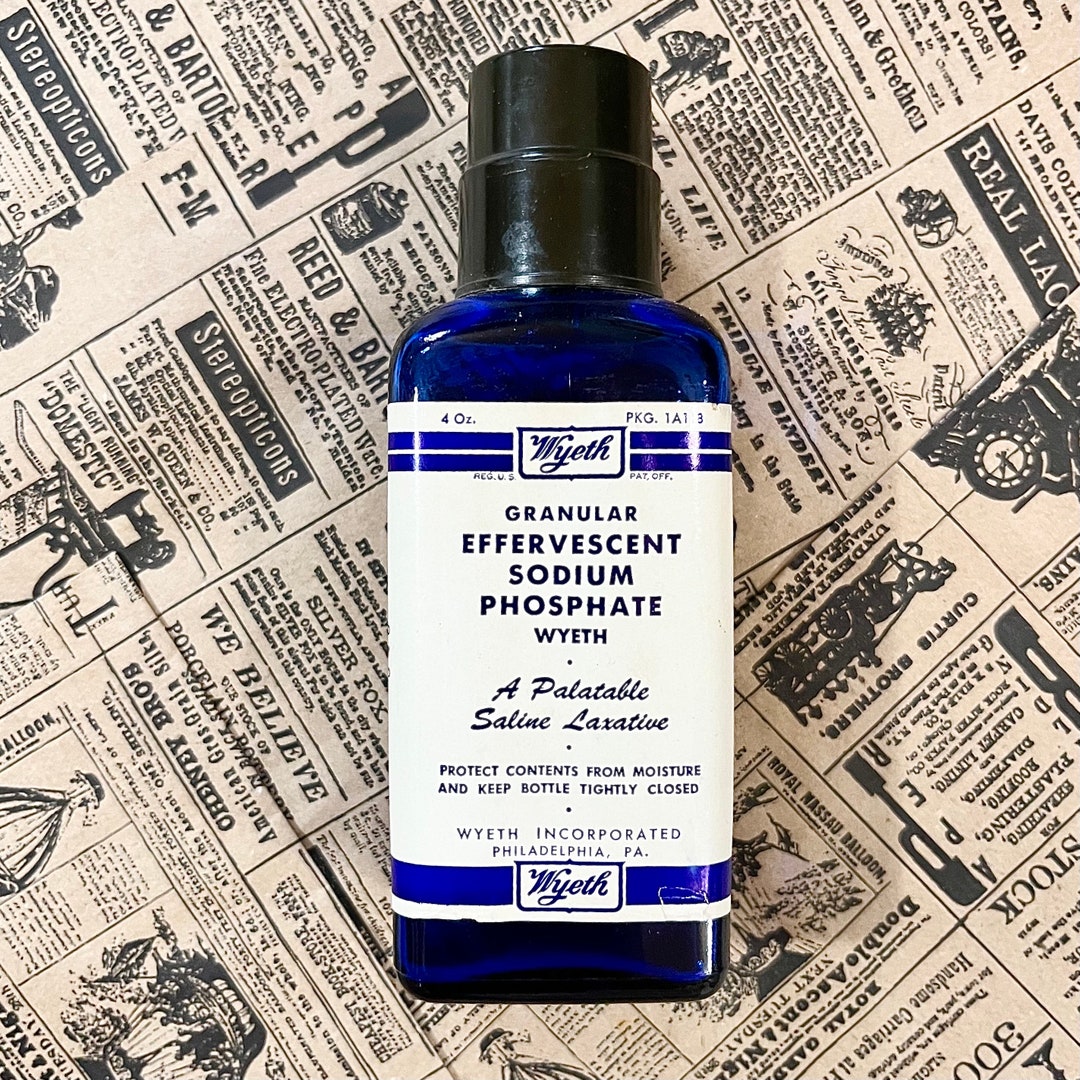 Vintage Blue Sodium Phosphate Bottle - Etsy