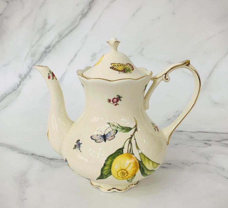 Ceramic Lemon Teapot With Gold Trim – 820ml Capacity - Etsy