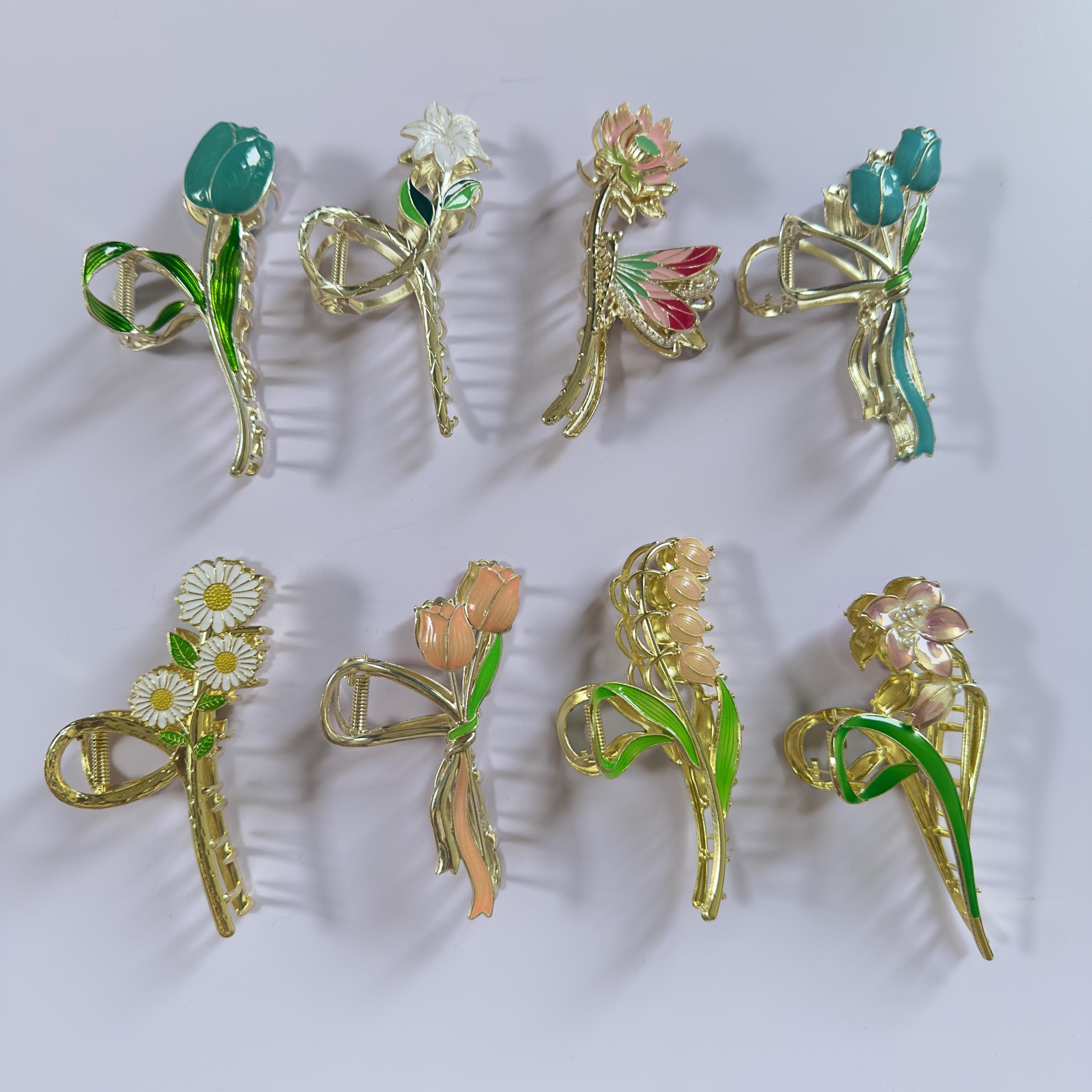 Green Gardenia Clip,fairy Hair Claw,wedding Hair Clip,large Metal Hair ...