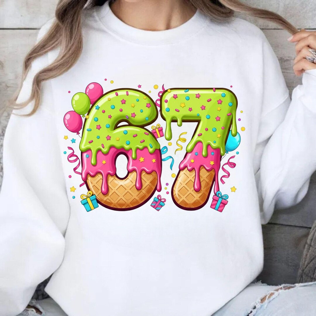 67 Ice Cream Drip PNG, Meme Funny Six Seven Gen Alpha Slang PNG, Ice ...