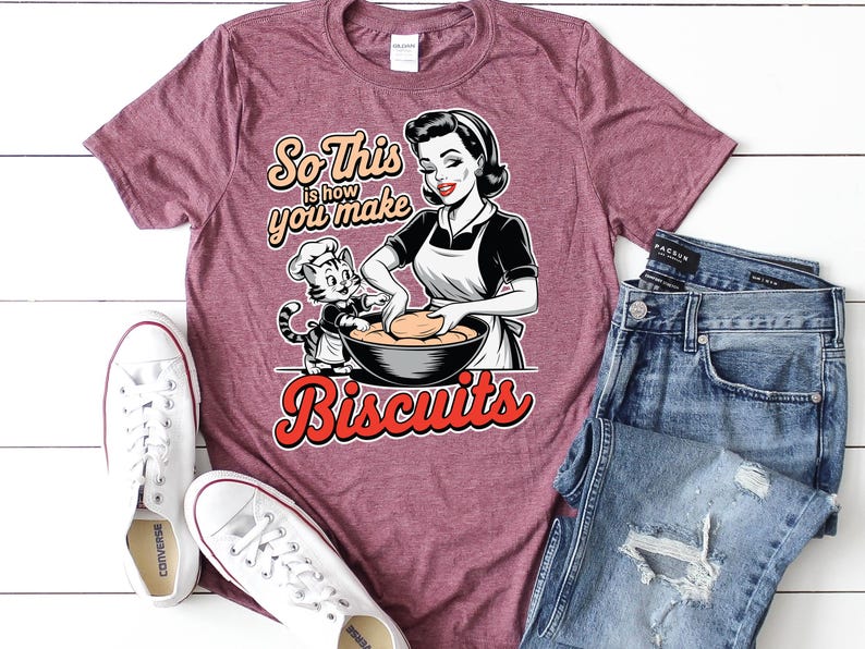 So This is How You Make Biscuits Shirt, Retro Cat Biscuit Tee, Gift for ...