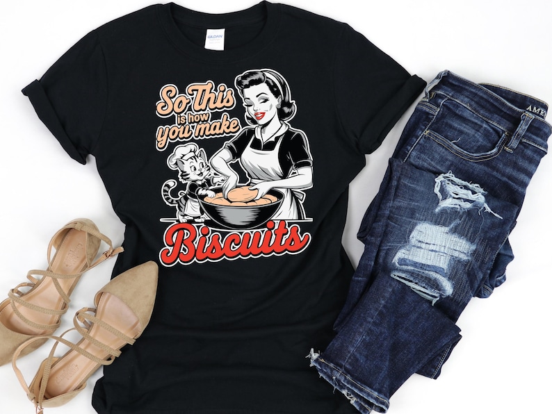 So This is How You Make Biscuits Shirt, Retro Cat Biscuit Tee, Gift for ...