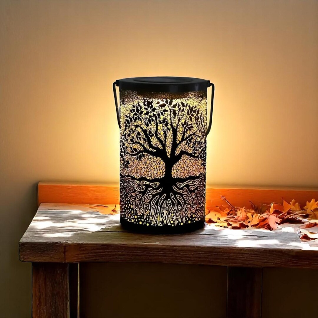 Tree of Life Solar Lantern Outdoor • Waterproof LED Hanging Garden ...