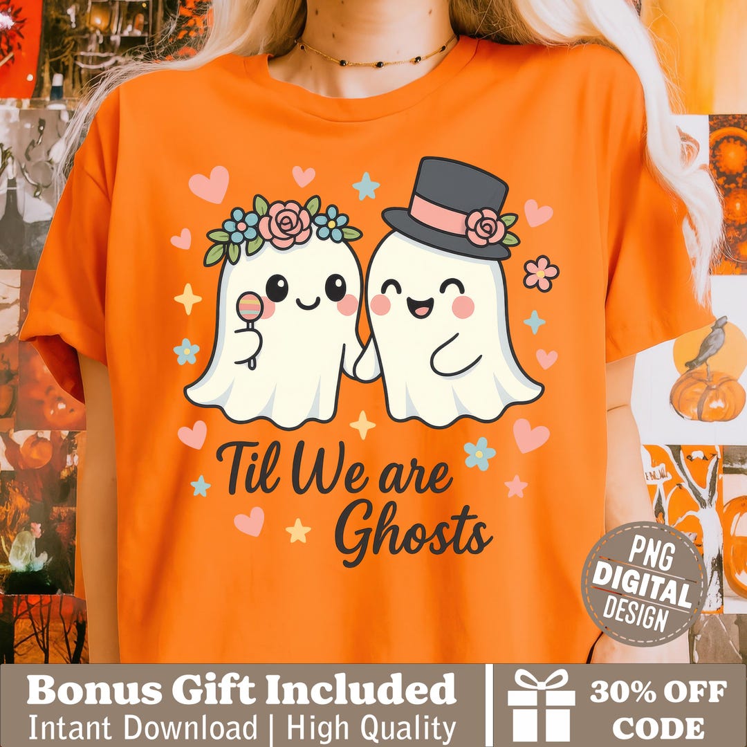 Til We Are Ghosts Wedding Png, Cute Bride and Groom Ghost Halloween ...