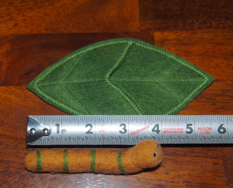 My Friend Worm Needle Felted Worm and Wool Felt Leaf Pouch | Etsy