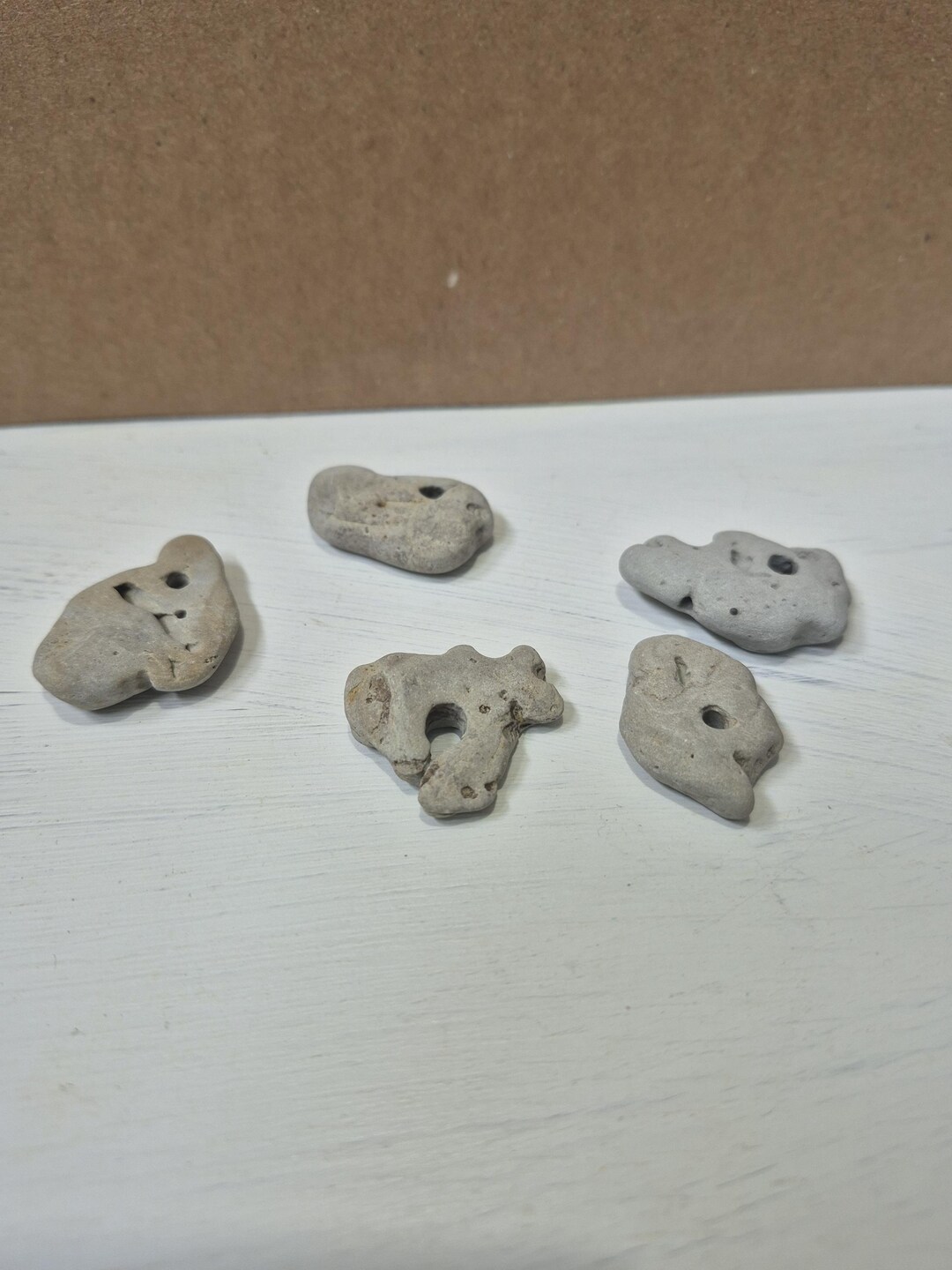 5 Small Holey Beach Rocks/pebbles - Hag Stone Assortment With Holes ...