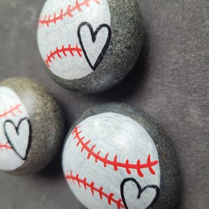 Hand Painted Stone - Baseball - Baseball Fan - Softball - Garden Rock ...