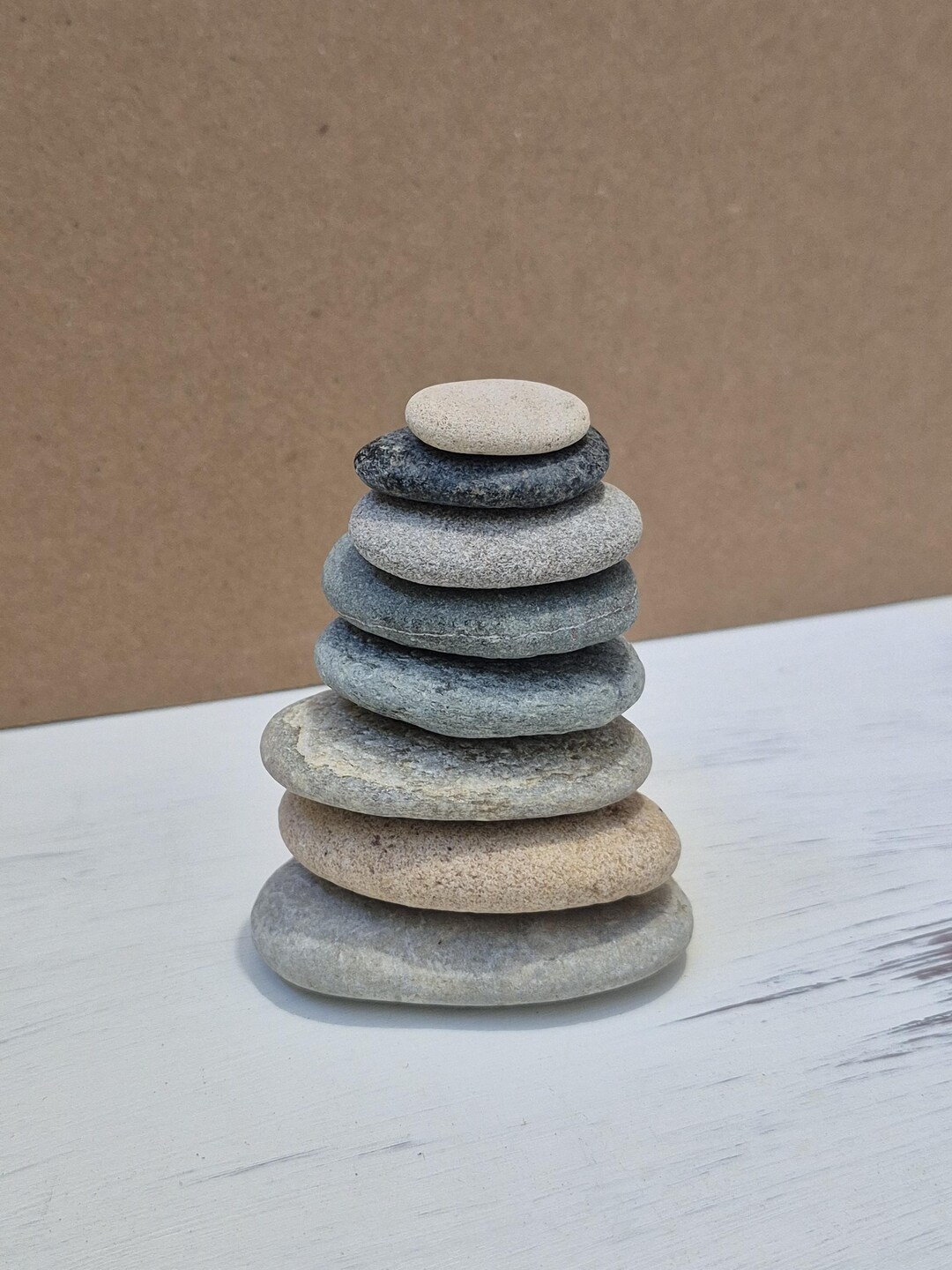 Mini Cairn, 8 Stones, Flat, Multicolor Beach Rocks, Various Sizes for ...