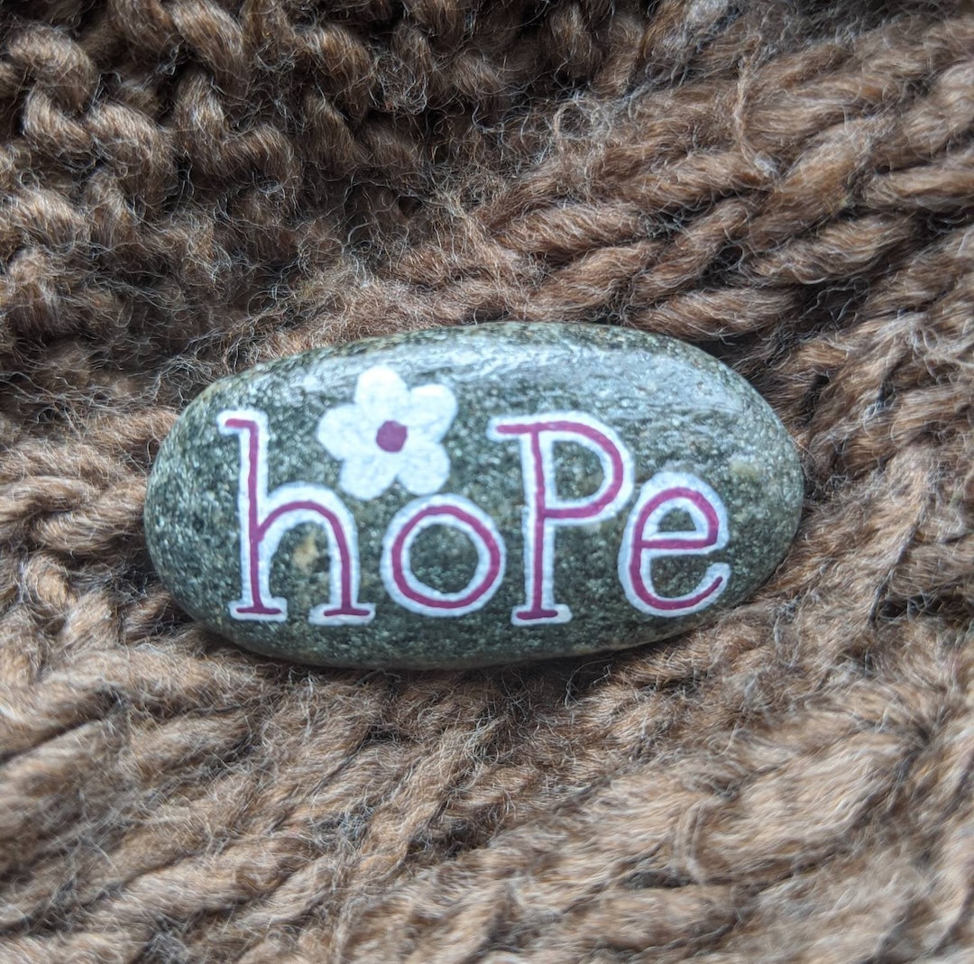 Hope Painted Stone Hand Painted Rock Refrigerator Magnet Inspirational ...
