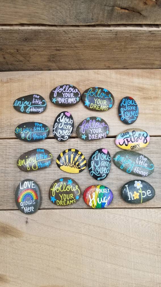 Pocket hugs Painted keepsake Rocks Coworker Classroom | Etsy
