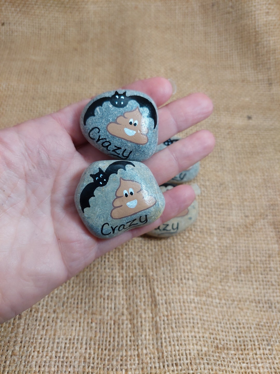 Painted Rock bat Shit Crazy Stone Refrigerator Magnet Painted Stone ...