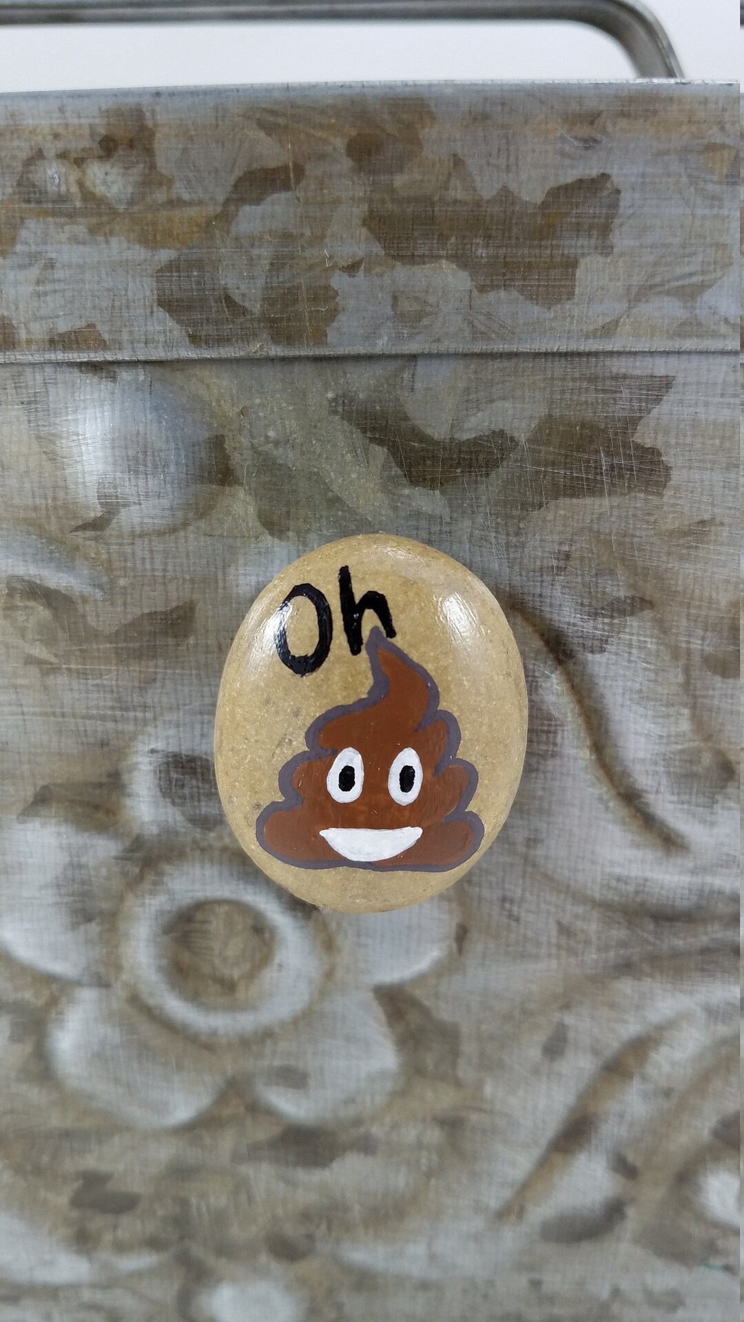 Hand Painted Stone Stone Refrigerator Magnet Poo Emoji Painted Stone ...
