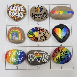 Gay Pride Painted Rocks: Rainbow LGBTQ+ Greeting Card Stuffer - Etsy