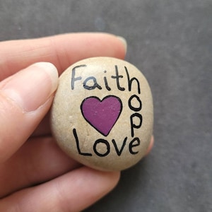 Hand Painted Faith Hope Love Stone: Inspirational Magnet - Etsy