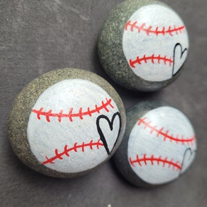 Hand Painted Stone - Baseball - Baseball Fan - Softball - Garden Rock ...