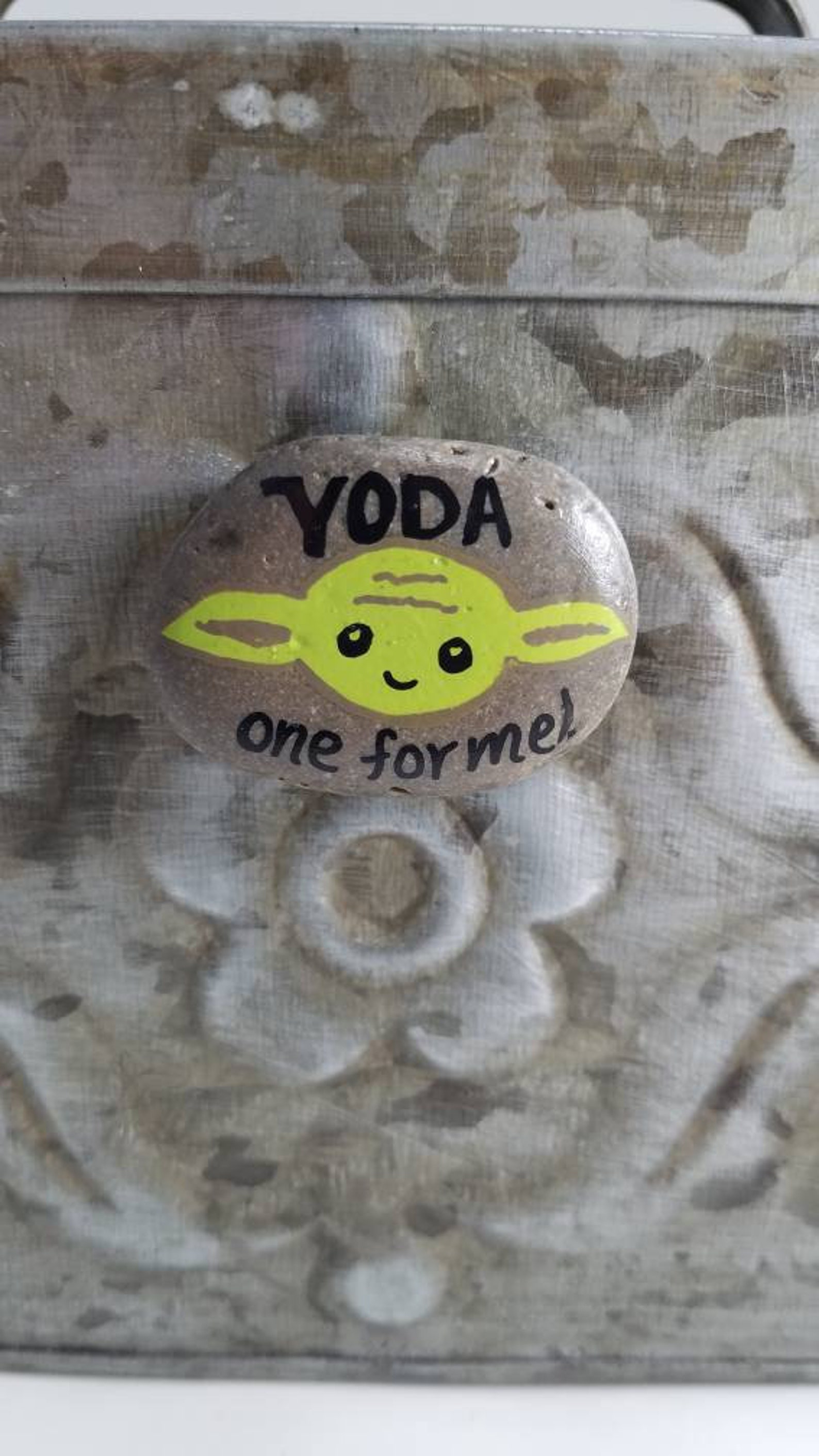 Painted Stone Baby Yoda painted rock option to add | Etsy