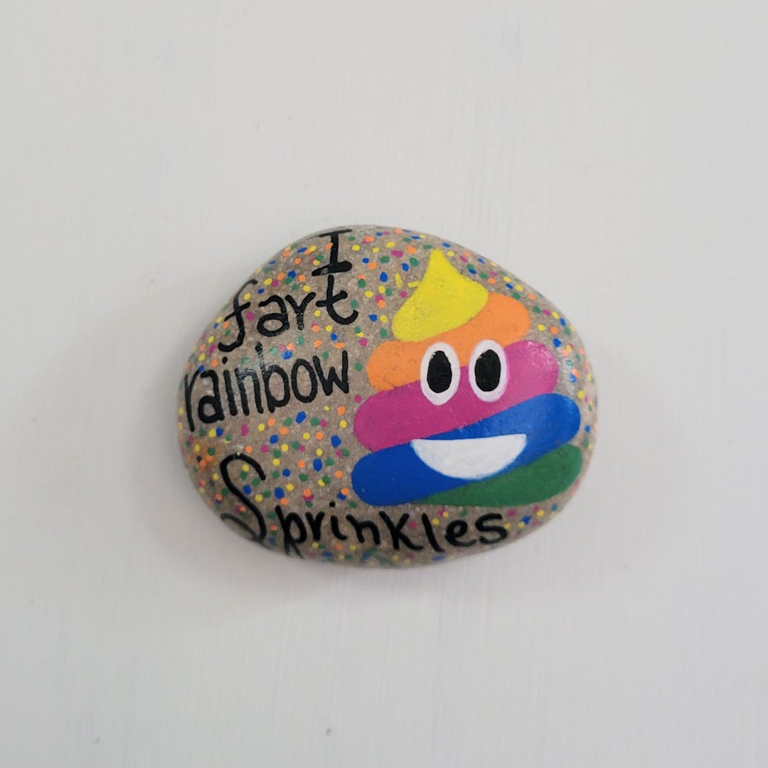 Hand Painted Stone - "i Fart Rainbow Sprinkles" - Funny Table Decor ...