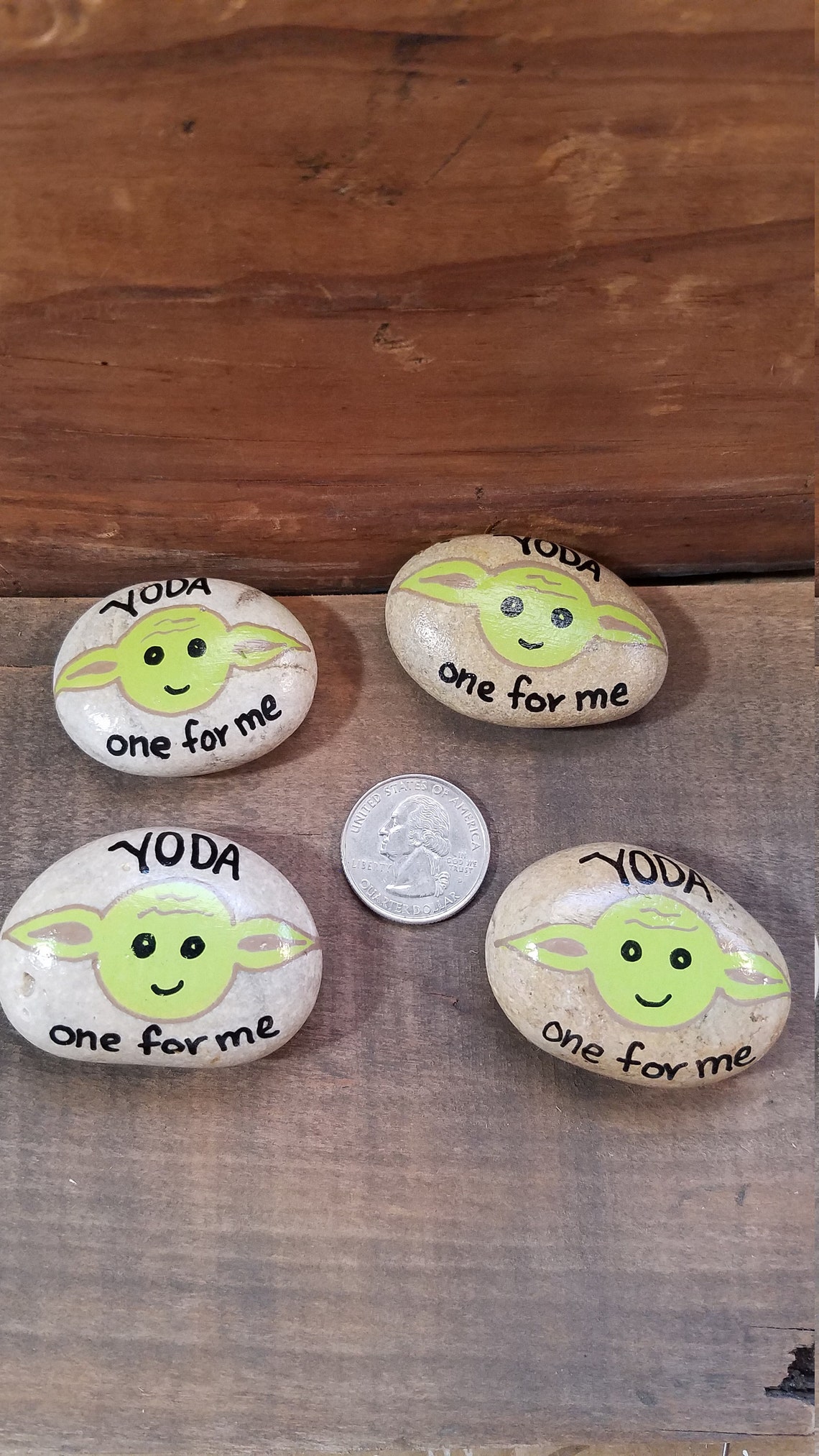 Painted Stone Baby Yoda Painted Rock Option to Add - Etsy