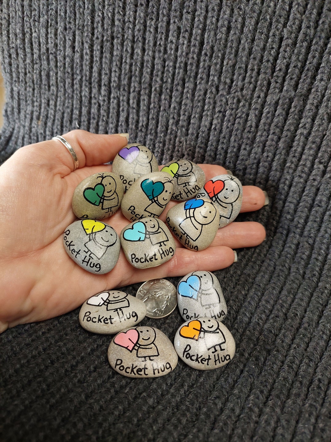 Hand Painted Pocket Hug Rock - Keepsake Token - Inspirational Gift - Etsy